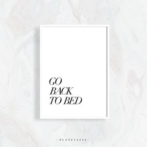 Go Back to Bed Print, Bedroom Minimalist Wall Art, Minimal Bedroom ...