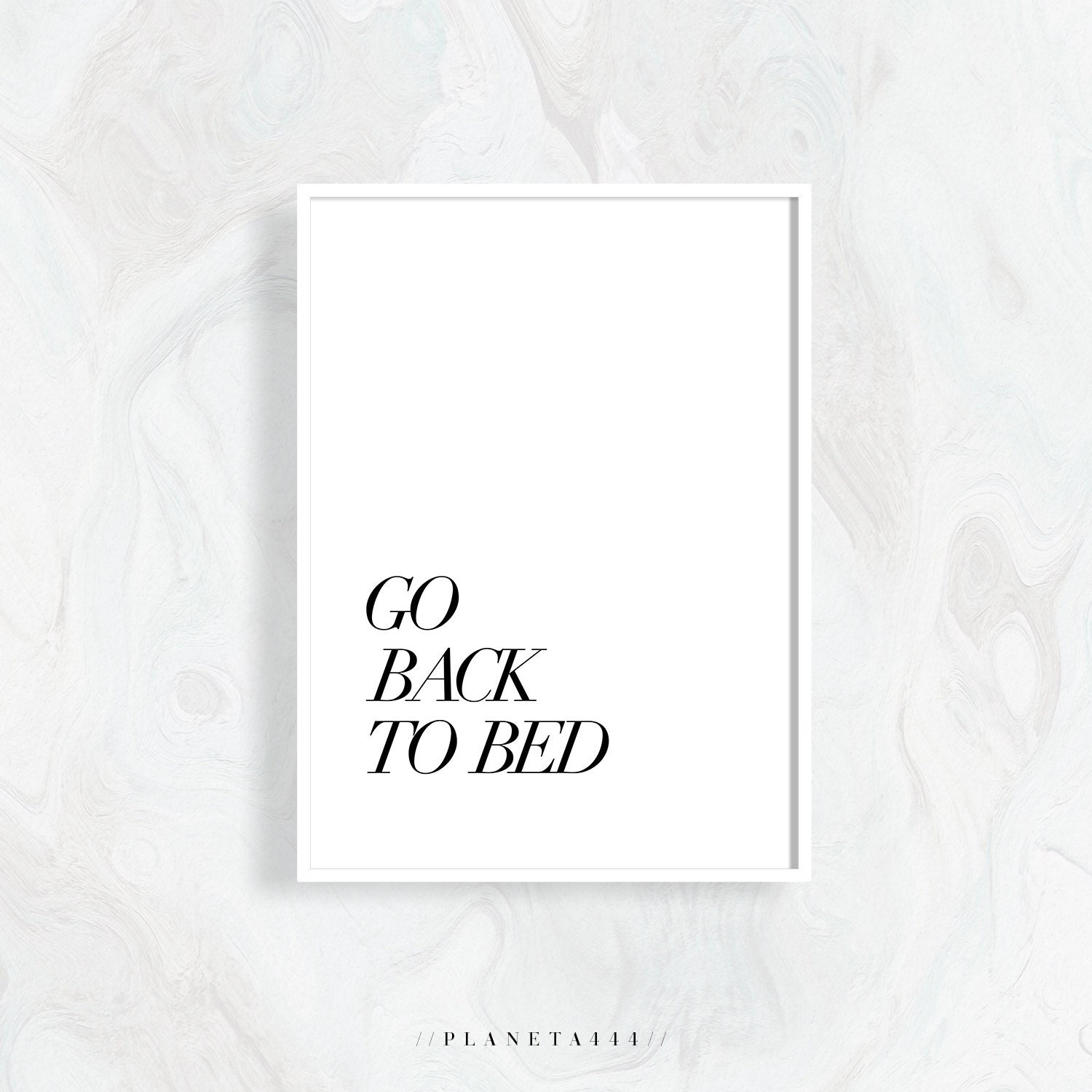 Go Back to Bed Print, Bedroom Minimalist Wall Art, Minimal Bedroom ...