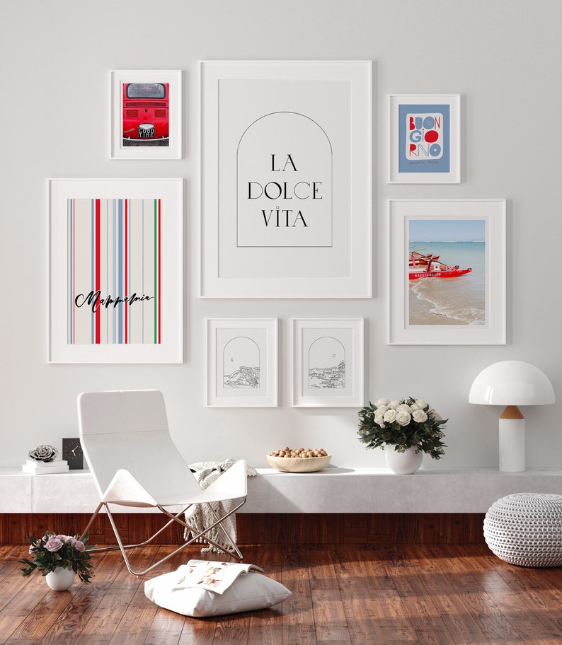 Italy Sorrento Sketch Print Italian Towns Wall Art Modern Line Art ...