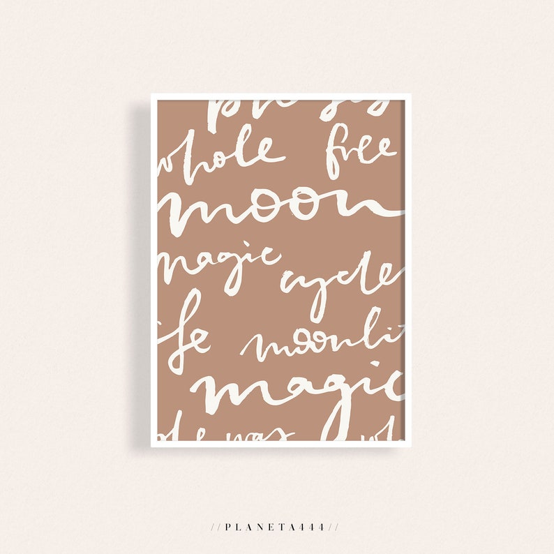 Moon Phases Lunar Cycles Words Quote Big Lettering Moon Art - Etsy