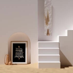 Don't Stop Shining Empowering Quote Art Print Universe Sun Moon Stars ...