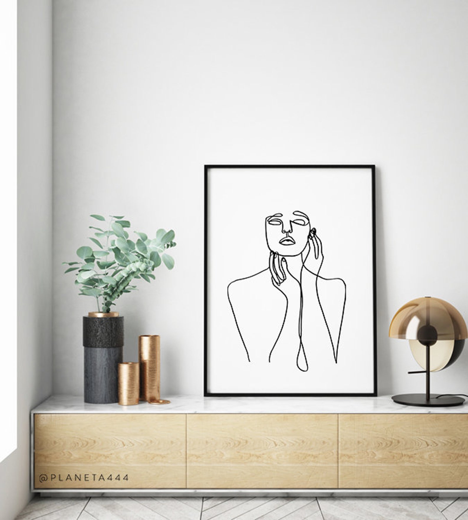 Hands Touching Face Linear Art Single Line Line Art Print - Etsy