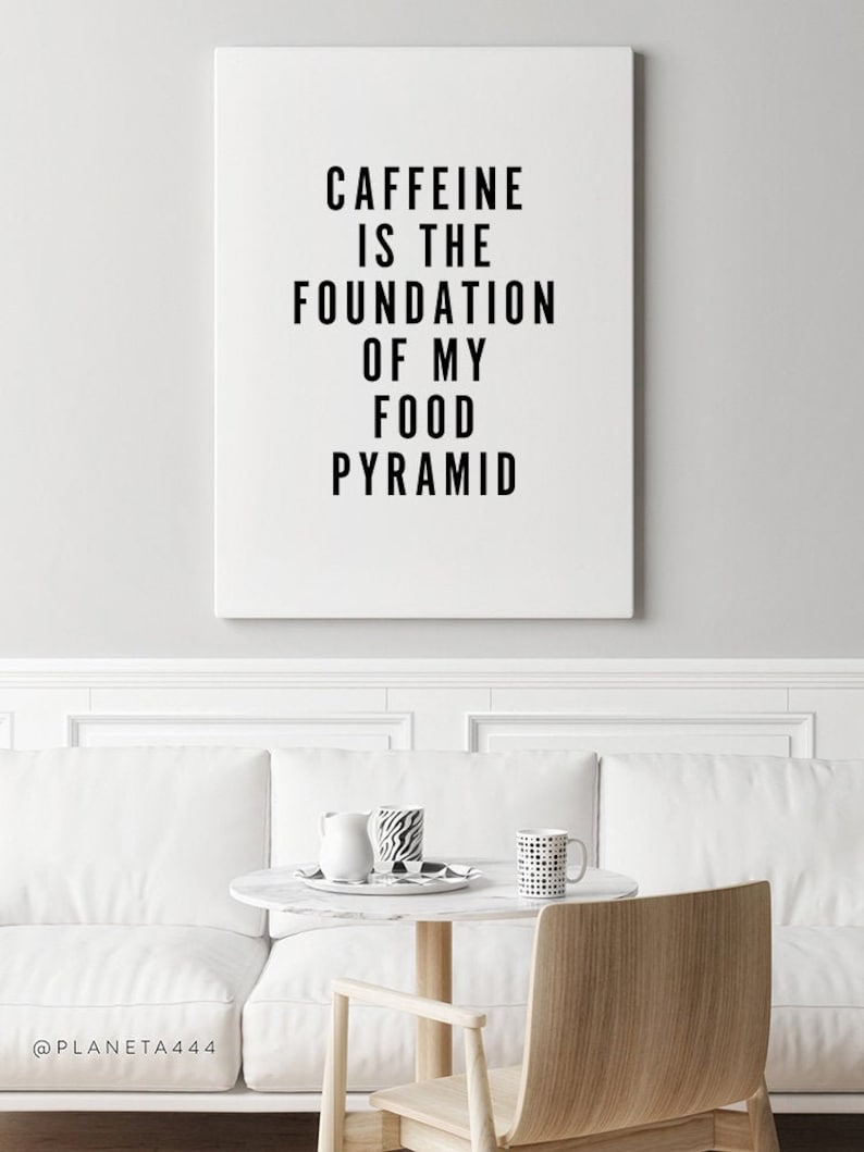 Caffeine Foundation Food Pyramid Wall Print Funny Typographic - Etsy
