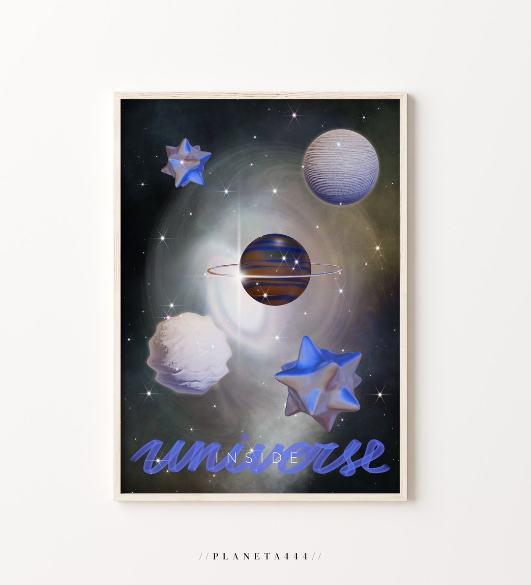 Inside Universe Wall Art Galaxy Space Planets Art Print 3D Abstract ...