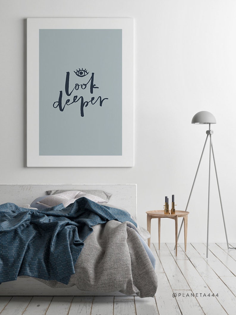 Look Deeper Art Print Eye Sketch Wall Art Modern Lettering - Etsy