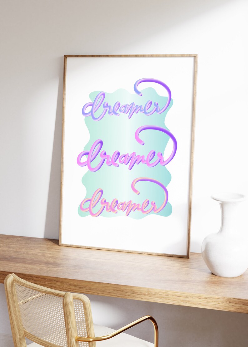 Dreamer 3d Y2k Art Print Pastel Gradient Abstract Shape Artwork 90s ...
