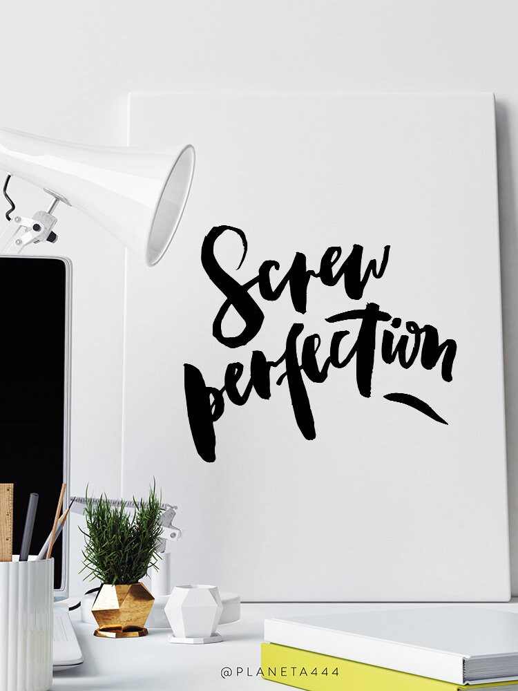 Screw Perfection Print Funny Quote Wall Art Typographic - Etsy