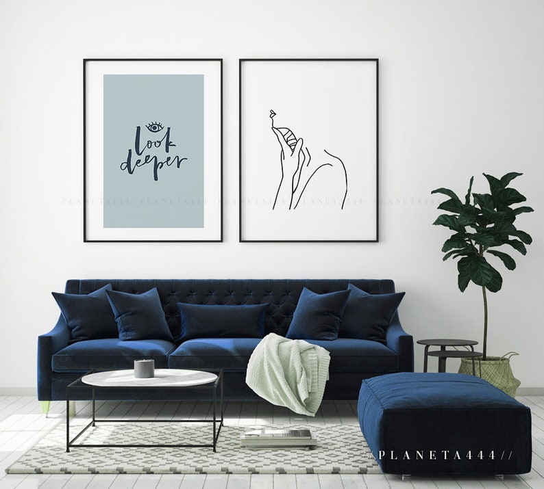Look Deeper Art Print Eye Sketch Wall Art Modern Lettering - Etsy