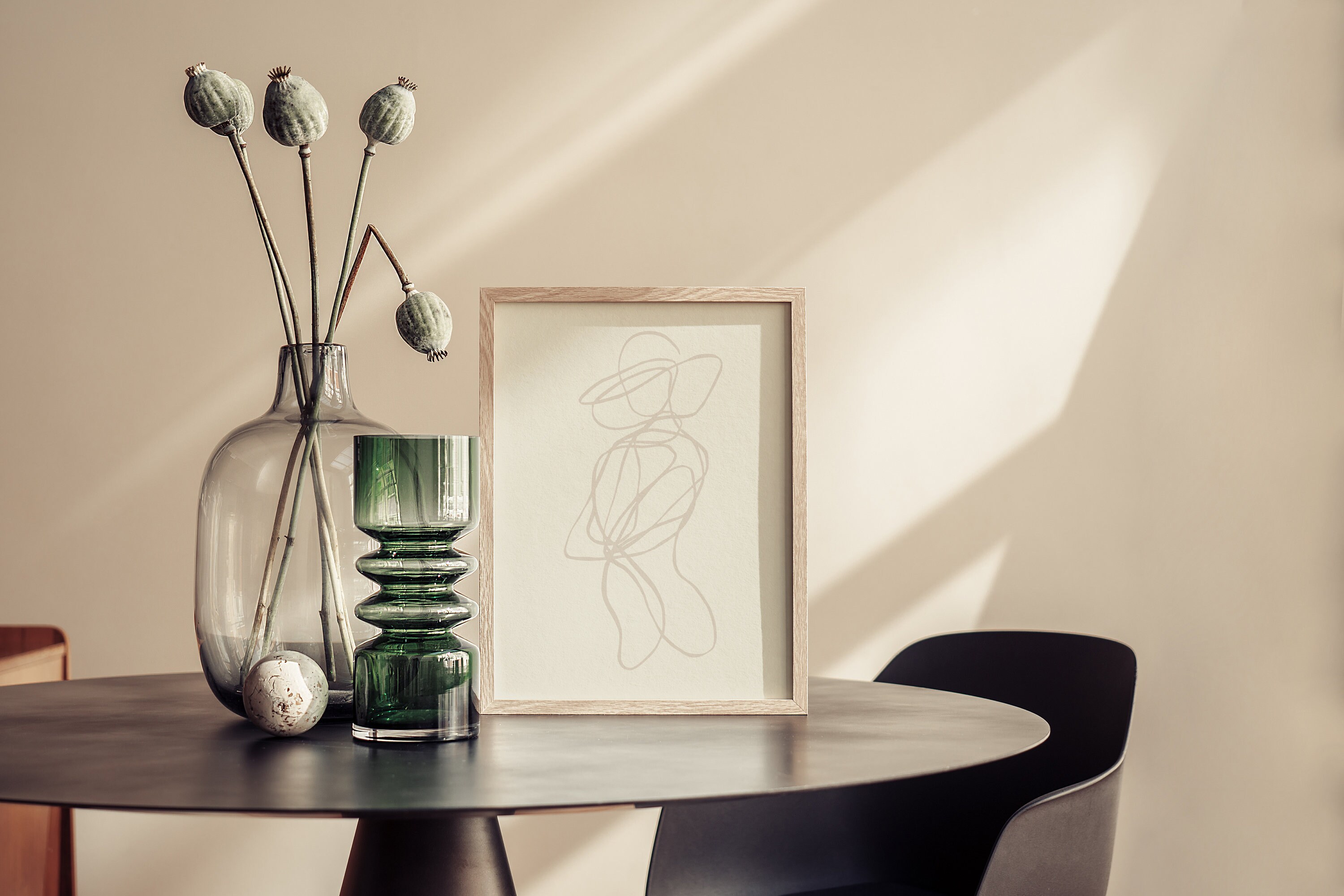 Tangled Lines Female 5 Art Print Woman With Hat Shape Poster Abstract ...