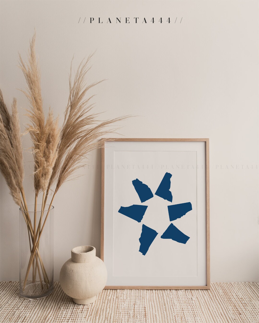 Cutout Blue Sun Star Abstract Art Geometric Irregular Pieces Collage ...