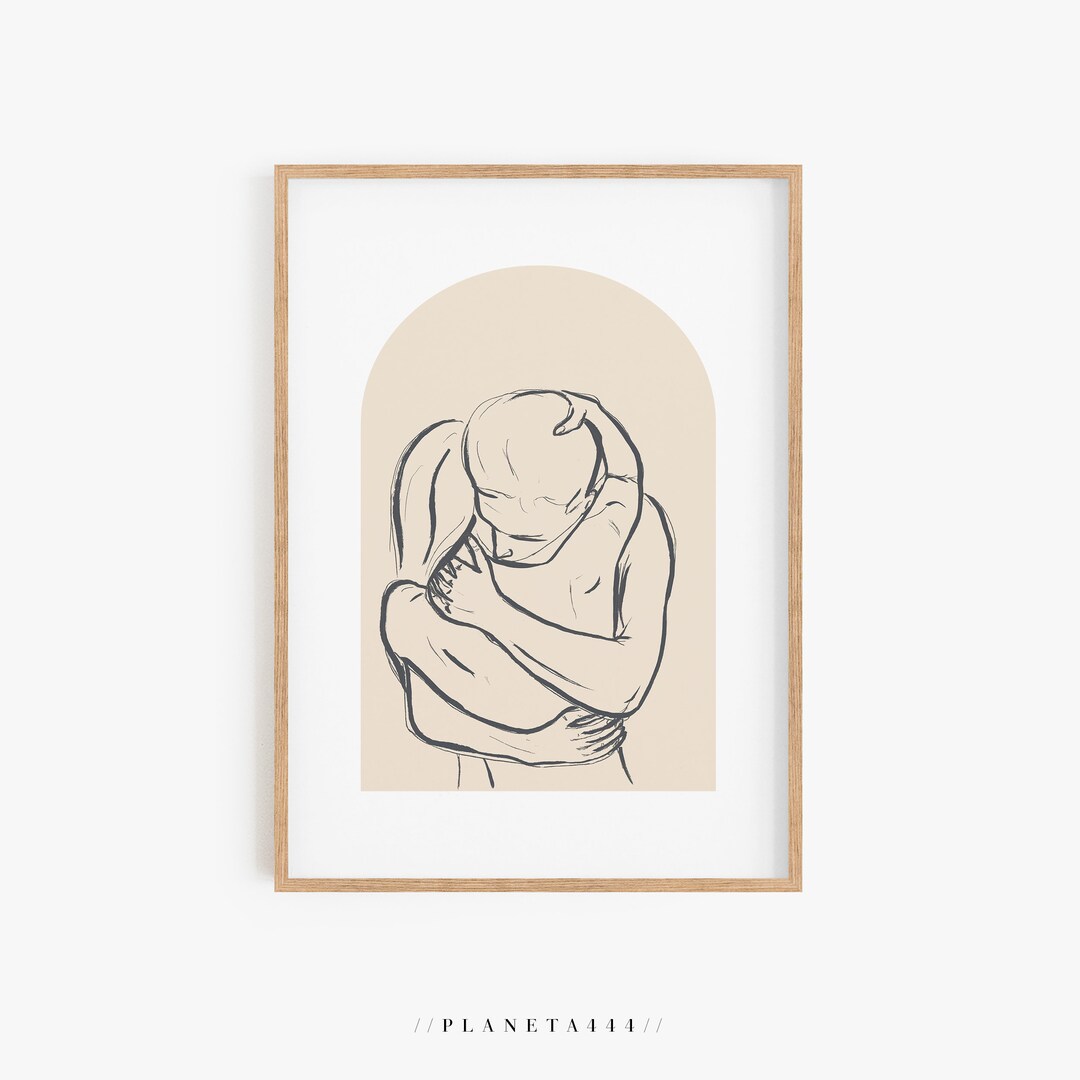 In Your Arms Sketch Print Love Embrace Art Print Lovers Hugging Wall ...