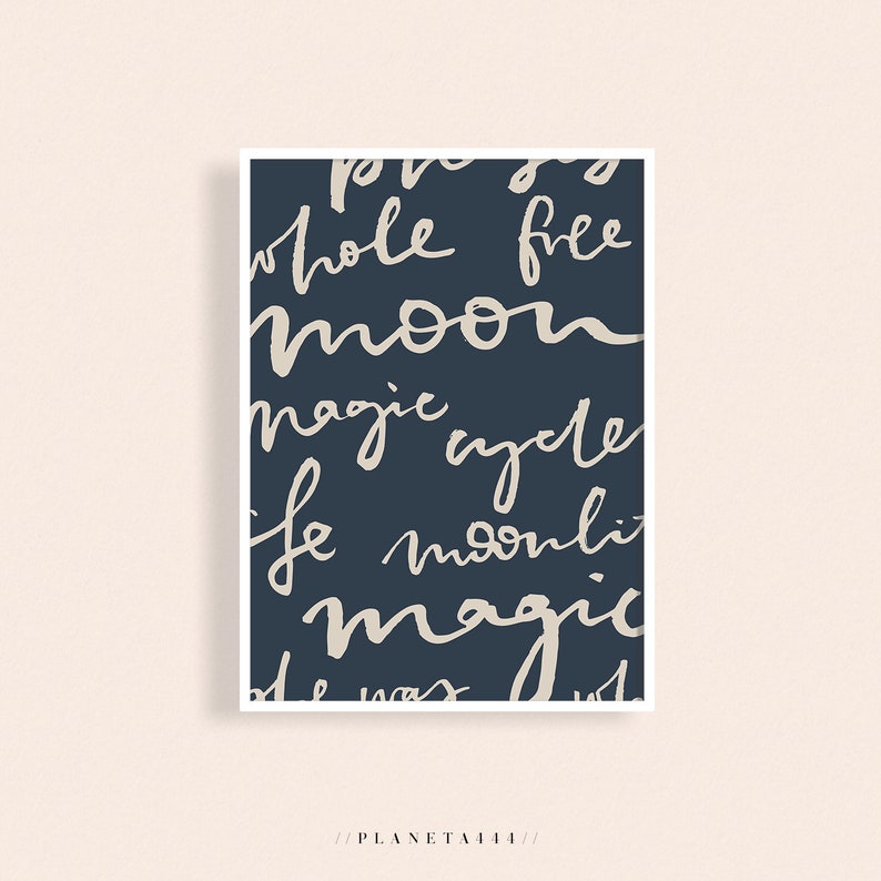 Moon Phases Lunar Cycles Words Quote Big Lettering Moon Art - Etsy