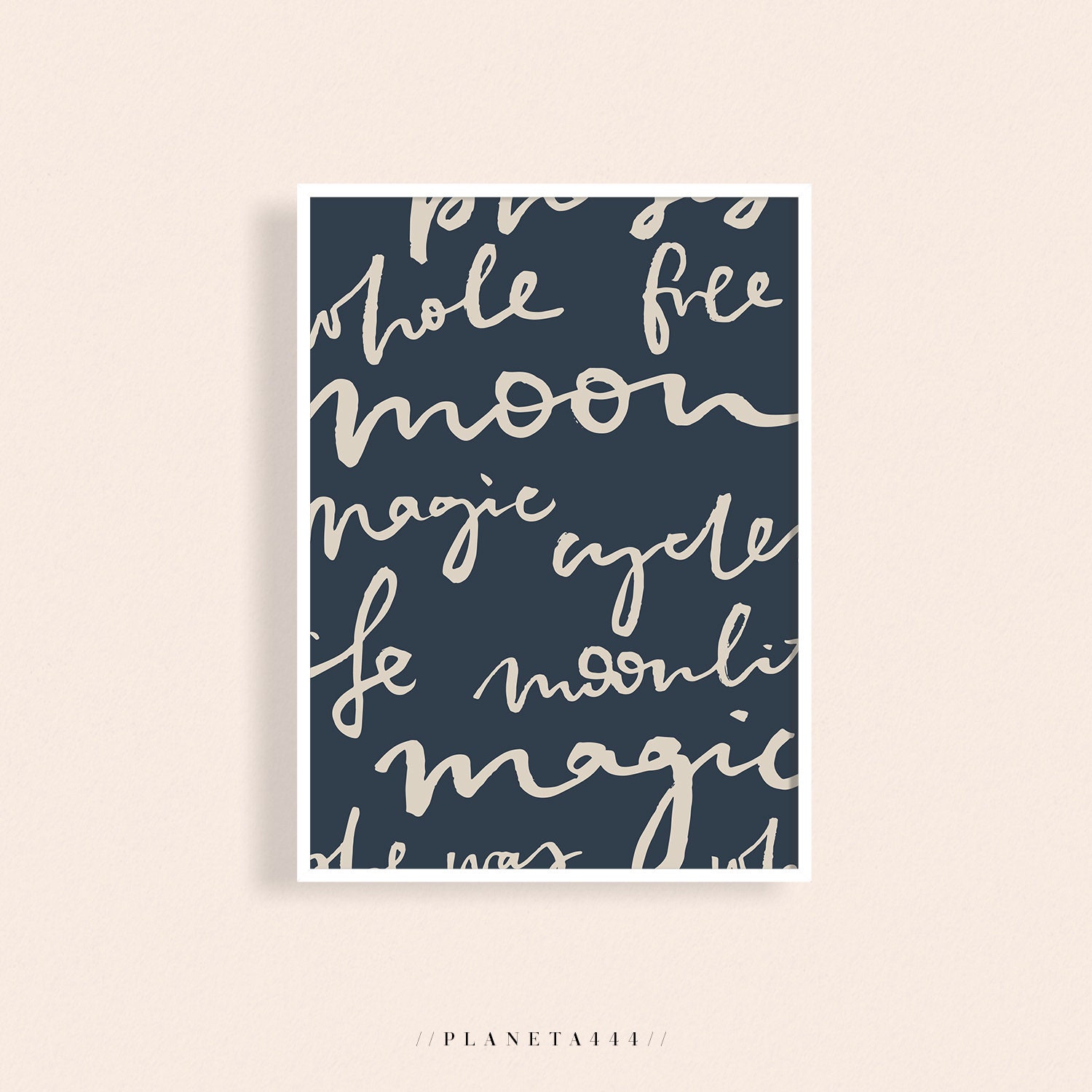 Moon Phases Lunar Cycles Words Quote Big Lettering Moon Art | Etsy