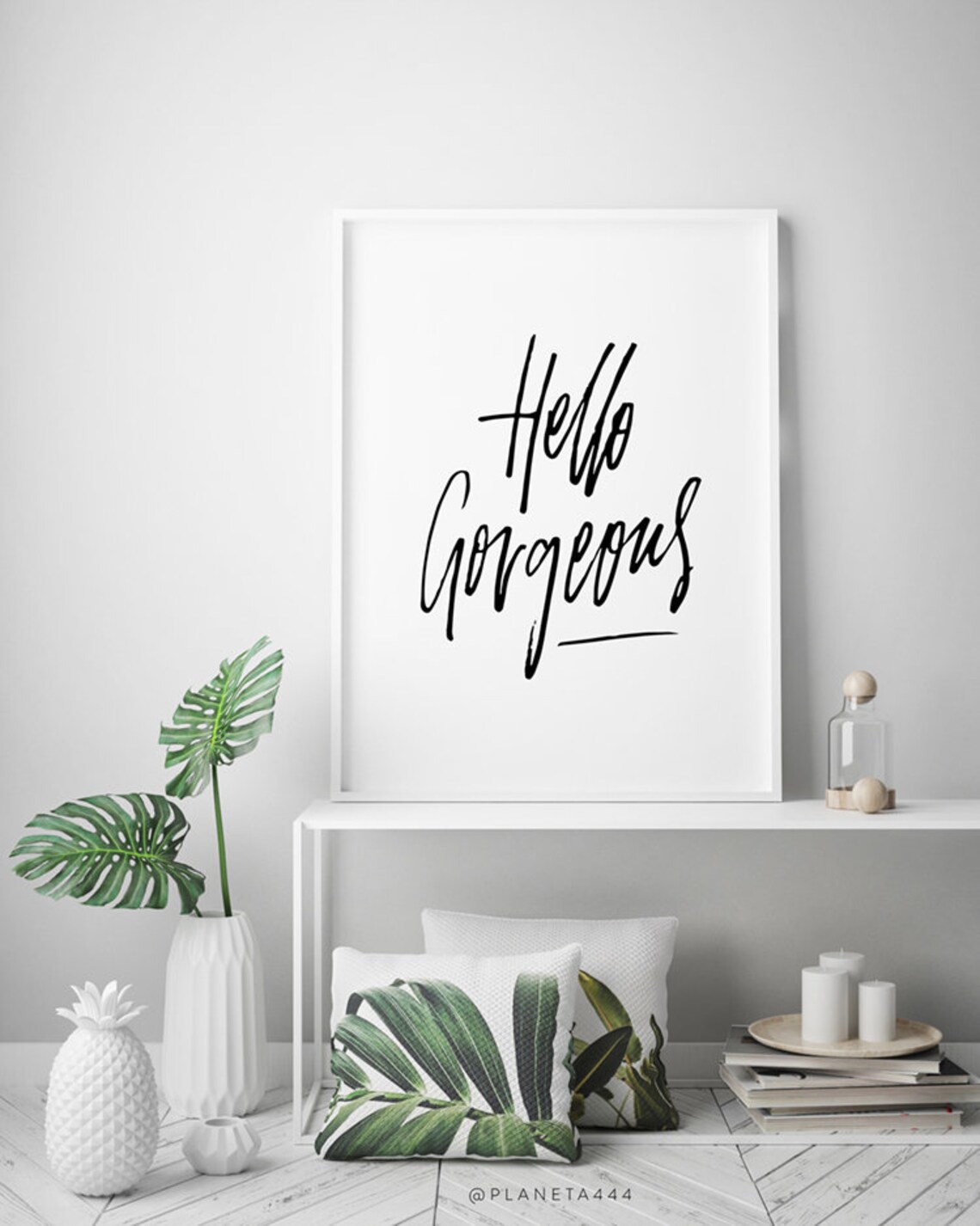Hello Gorgeous Print Hello Black White Lettering Sign | Etsy