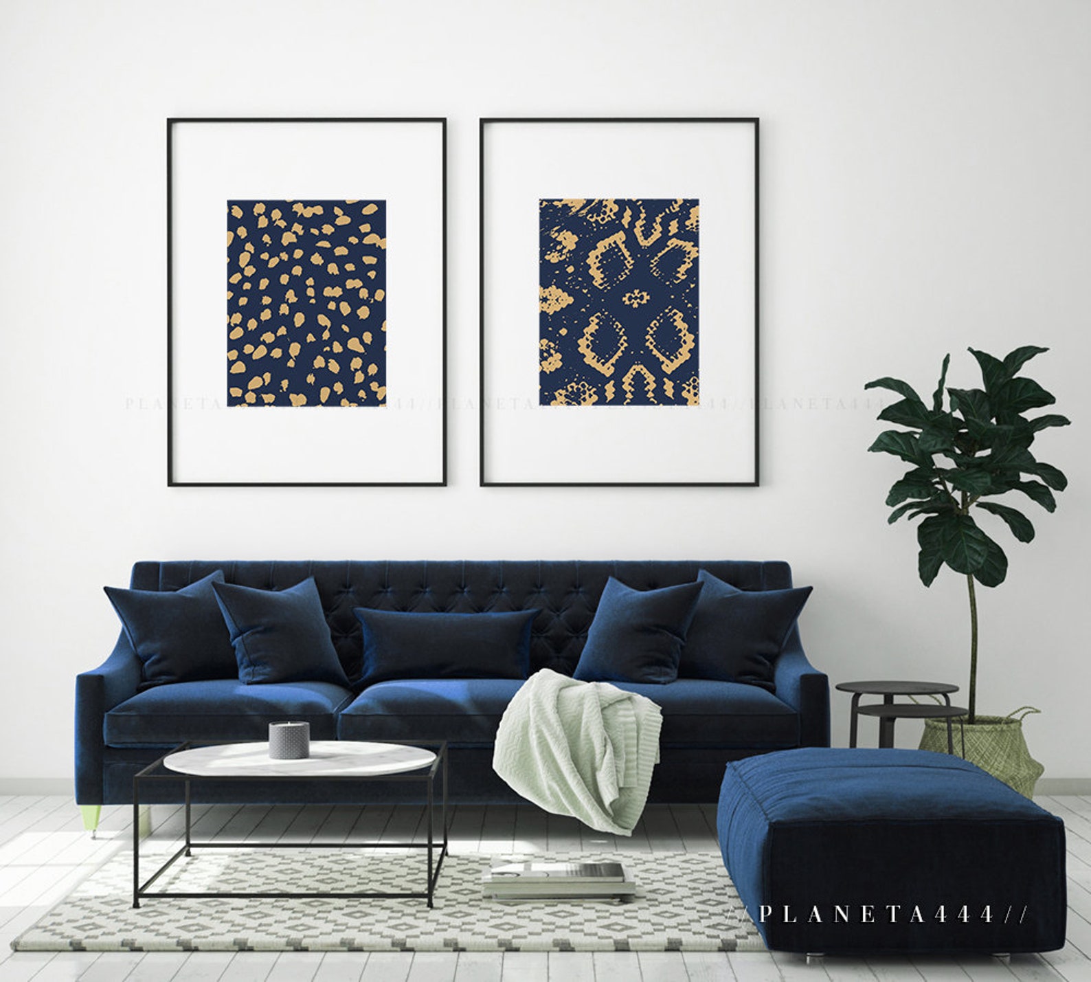 Snake Animal Art Print, Navy Wall Art, Snake Skin Print Poster Modern ...
