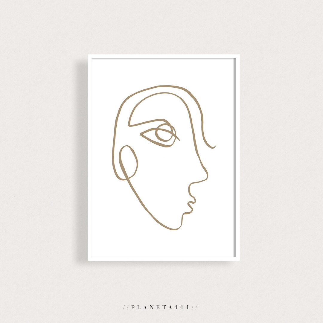 Abstract Couple Art Print Man Woman Face Drawing Poster Modern Funny ...
