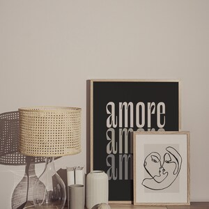 Amore Love in Italian Art Print Modernist Typography Poster Couple Wall ...