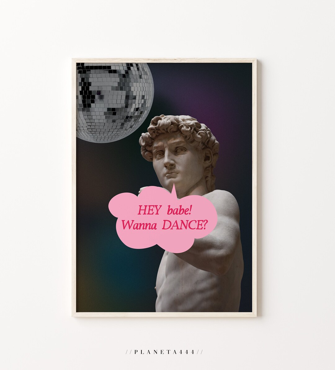 David Hey Babe Wanna Dance Art Print David Statue Disco Ball Wall Art ...