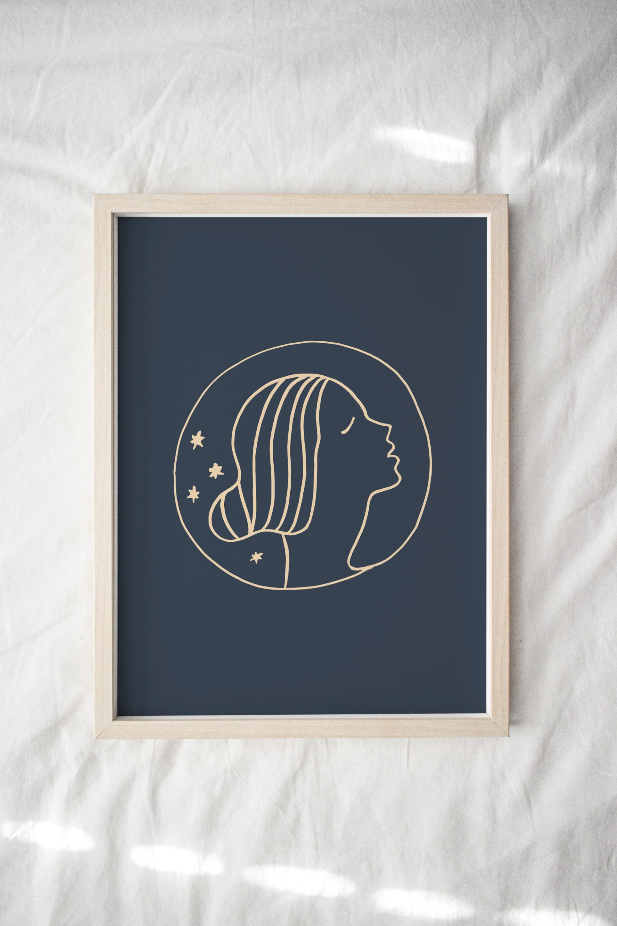 Delicate Girl Face 1 Art Print Circle Line Art Female Face | Etsy