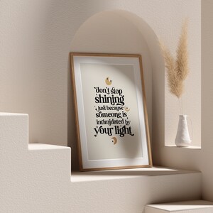 Don't Stop Shining Empowering Quote Art Print Universe Sun Moon Stars ...