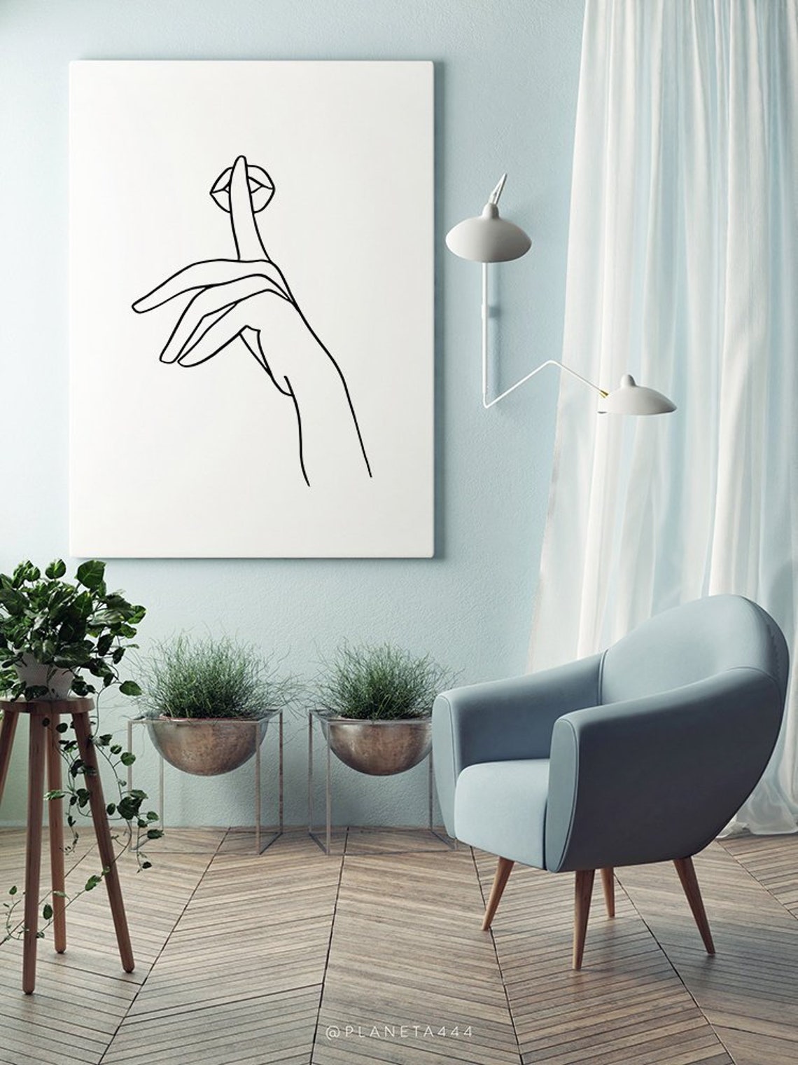 Shhh Hush Line Art Lips and Hand Print Fashion Poster | Etsy