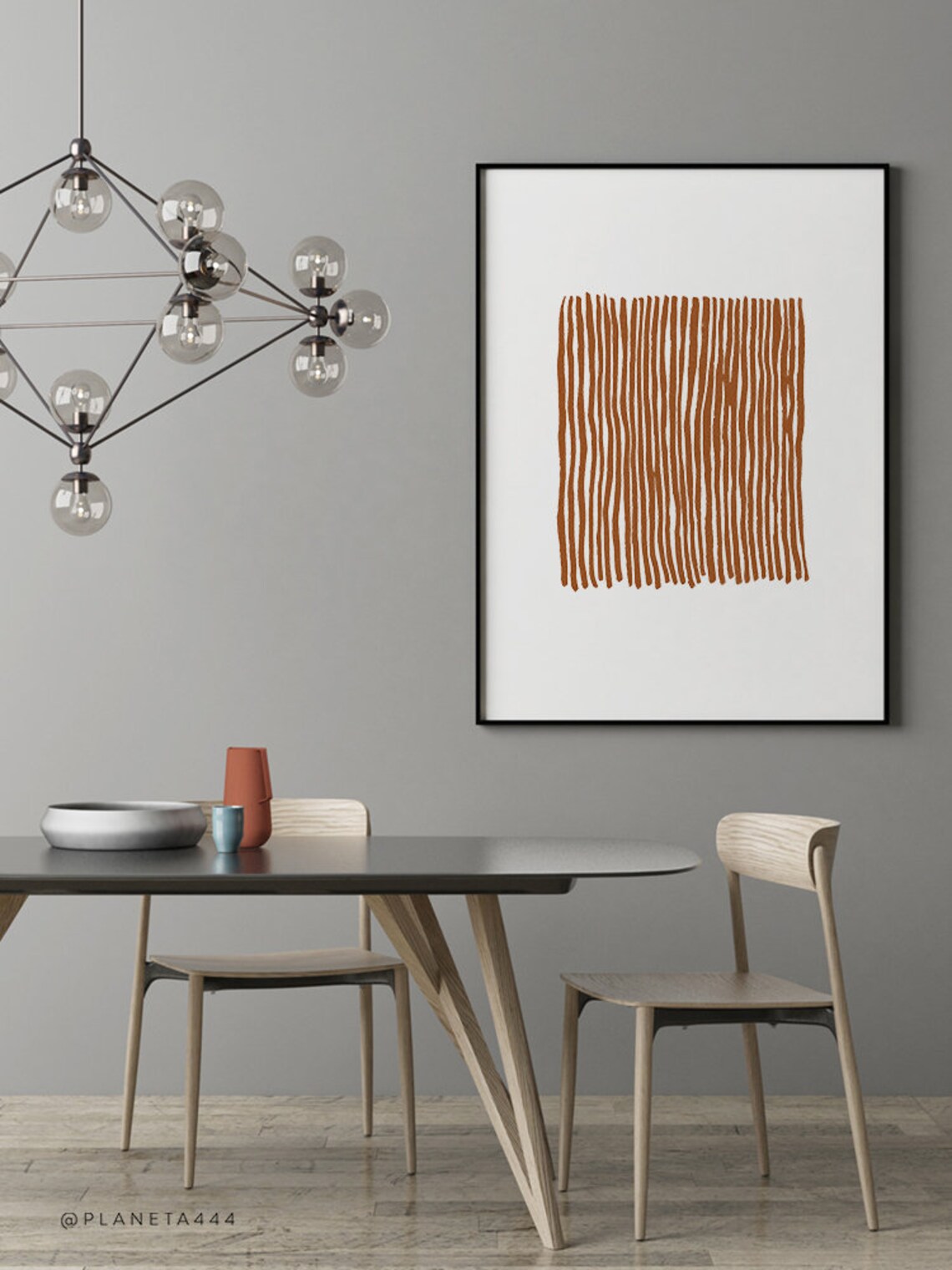 Abstract Rust Lines Print, Modern Abstract Art, Burnt Orange Minimalist ...