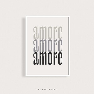 Amore Love in Italian Art Print Modernist Typography Poster Couple Wall ...