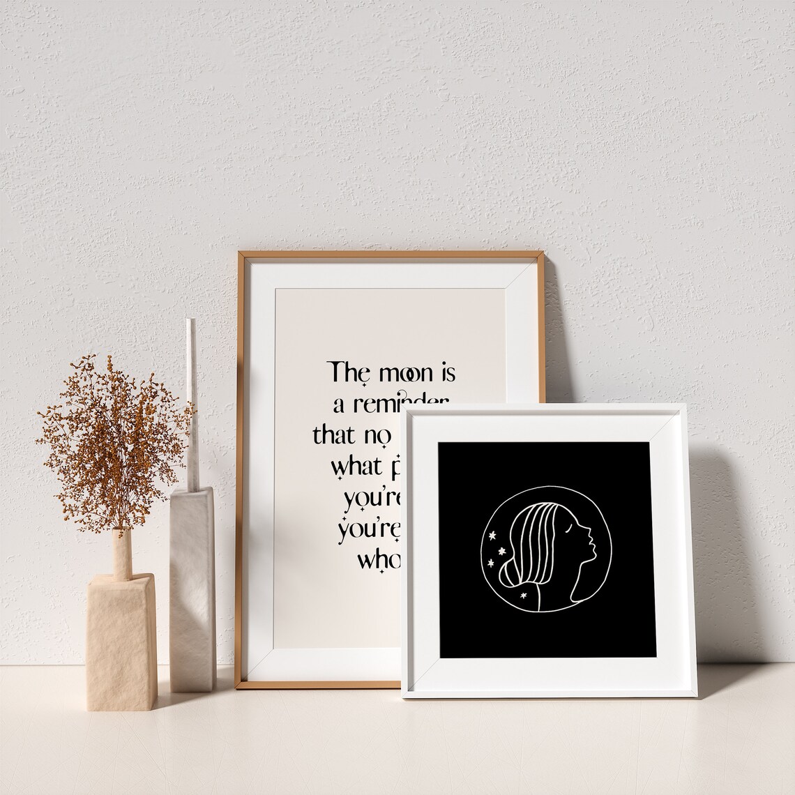 Moon Stars Inspirational Quote Print Mystical Minimalistic Mid Century ...