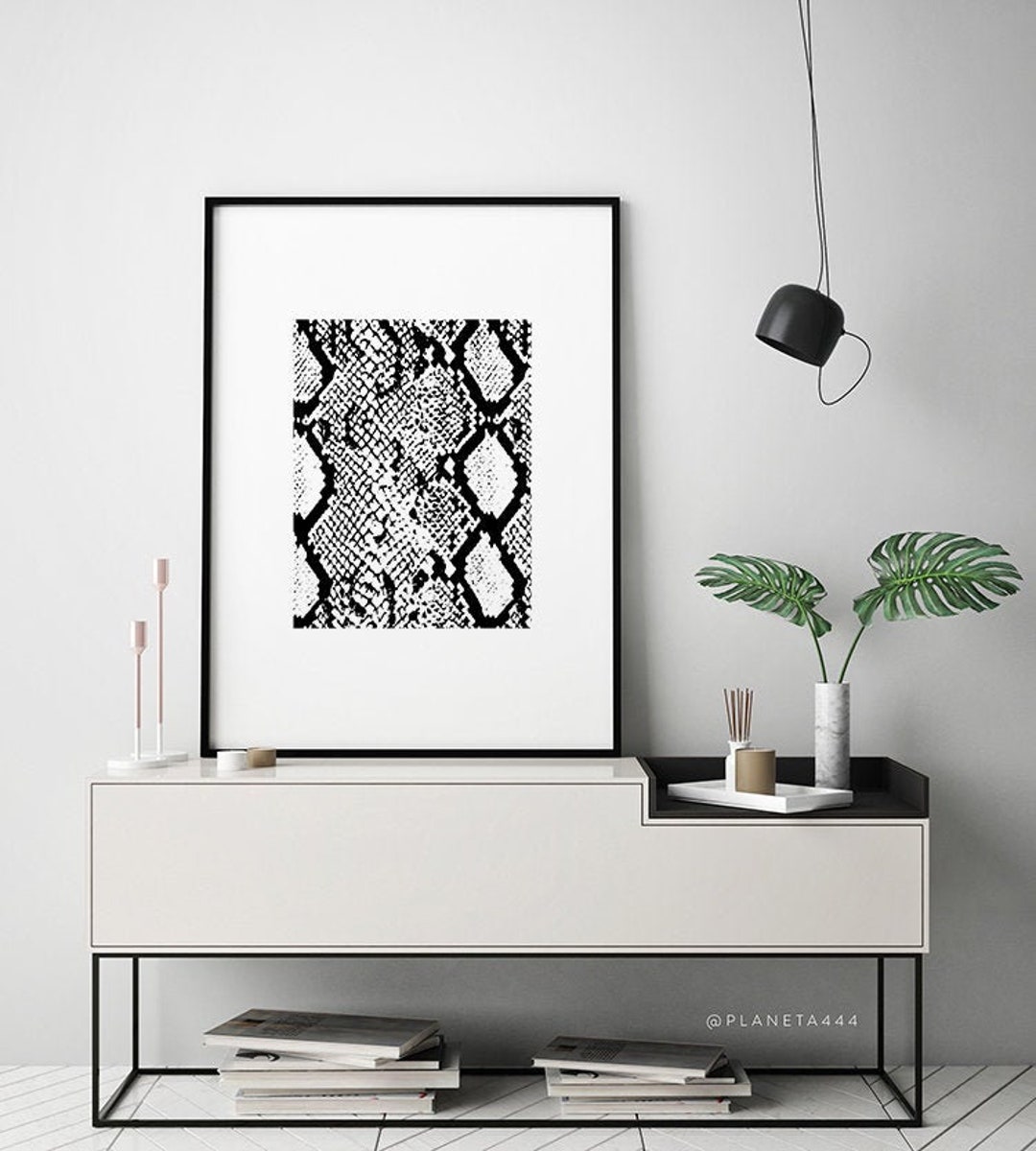 Snake Animal Art Print, Snake Skin Wall Art, Animal Black White Wall ...