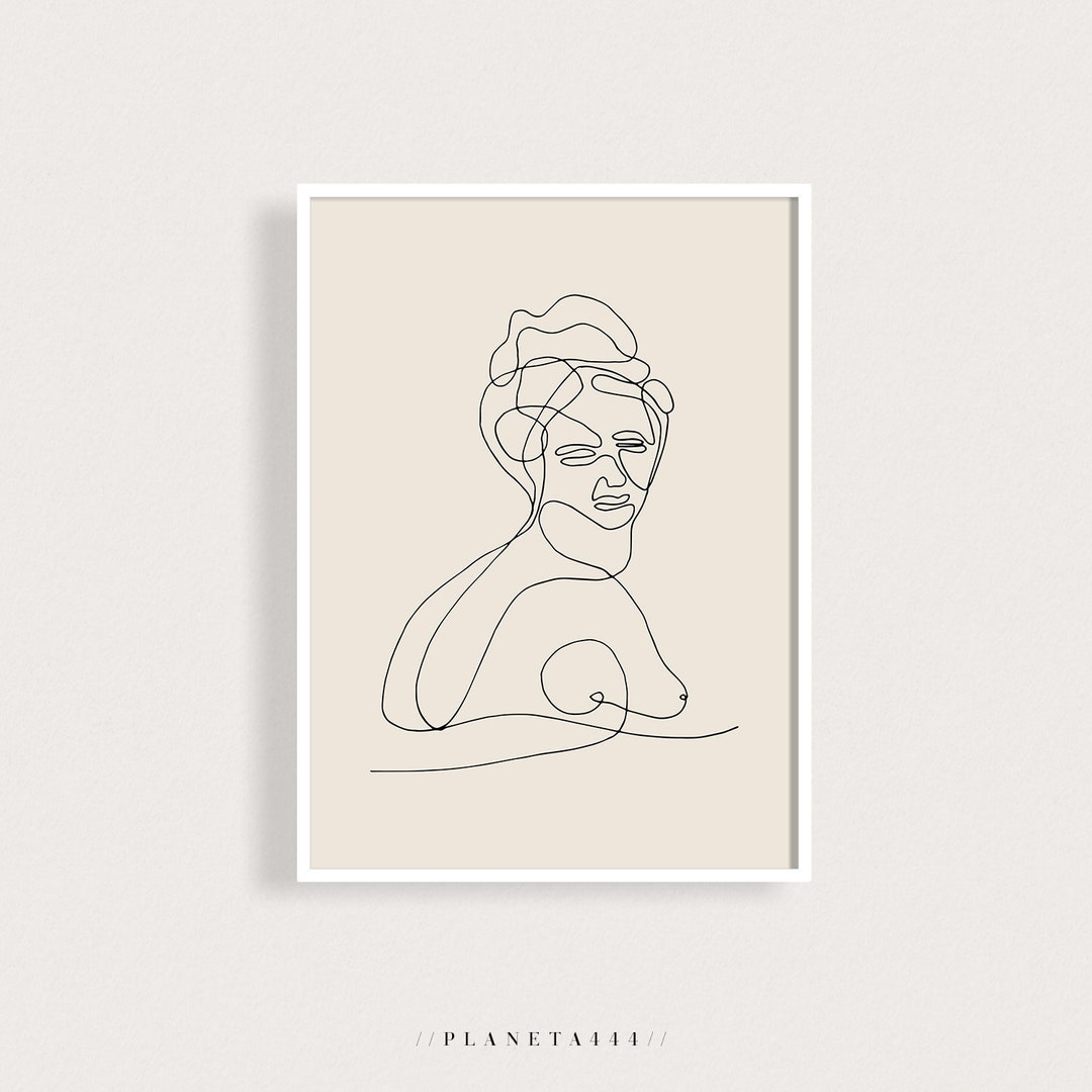 One Line Woman Bust Art Print Single Line Female Wall Art Modern ...