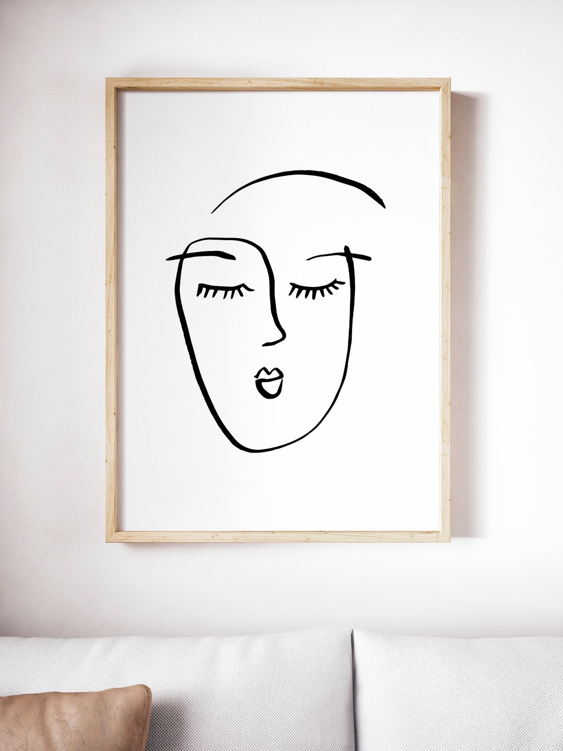 Line Art Girl Face Art Print Linear Woman Wall Art Modern | Etsy