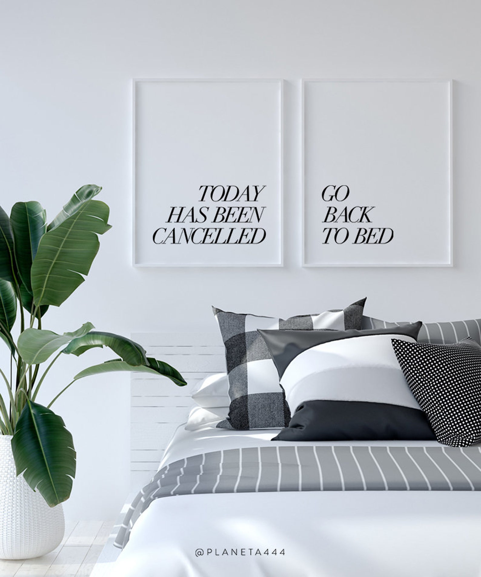 Go Back to Bed Print, Bedroom Minimalist Wall Art, Minimal Bedroom ...