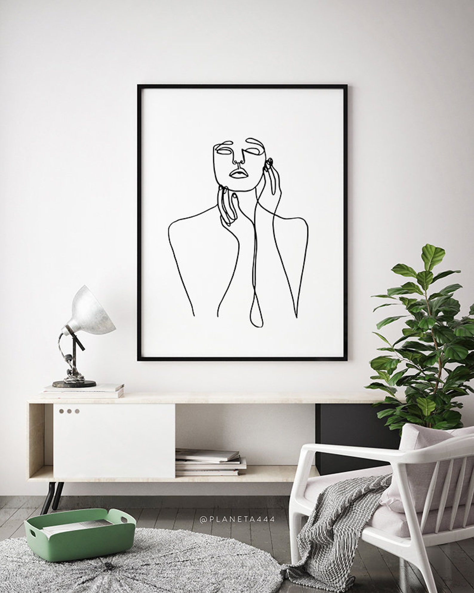 Hands Touching Face Linear Art Single Line Line Art Print - Etsy