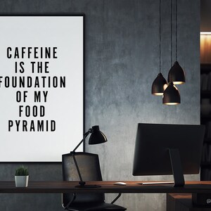 Caffeine Foundation Food Pyramid Wall Print, Funny Typographic Print ...