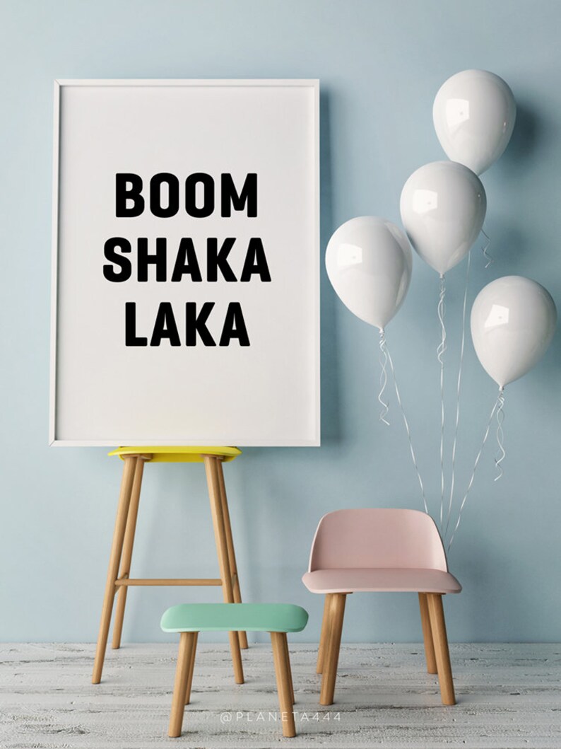 Boom Shaka Laka Funny Typographic Quote Art Print - Etsy