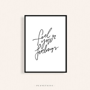 Feel Your Feelings Quote Print Modern Delicate Lettering Art Print ...