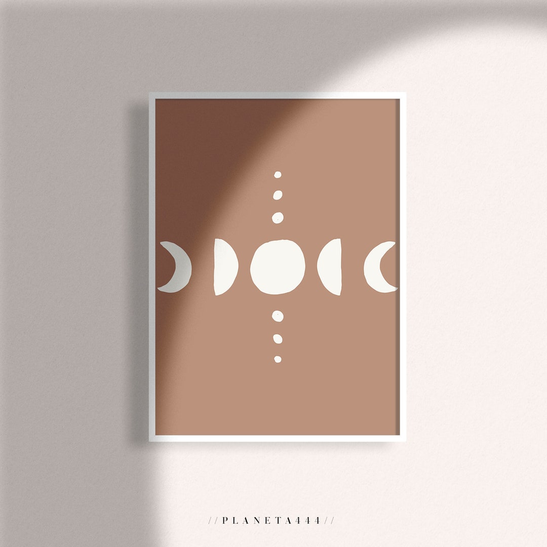 Moon Phases Art Print Boho Wall Art Lunar Cycle Drawing Poster Bohemian ...