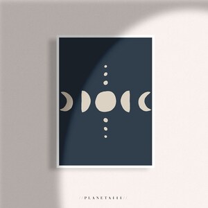 Moon Phases Art Print Boho Wall Art Lunar Cycle Drawing Poster Bohemian ...