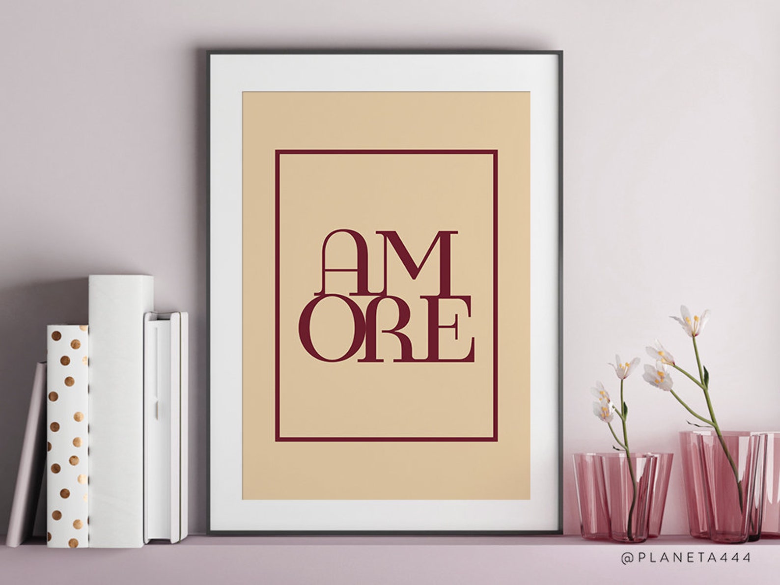 Amore Art Print Italian Love Word Typography Print Trendy | Etsy