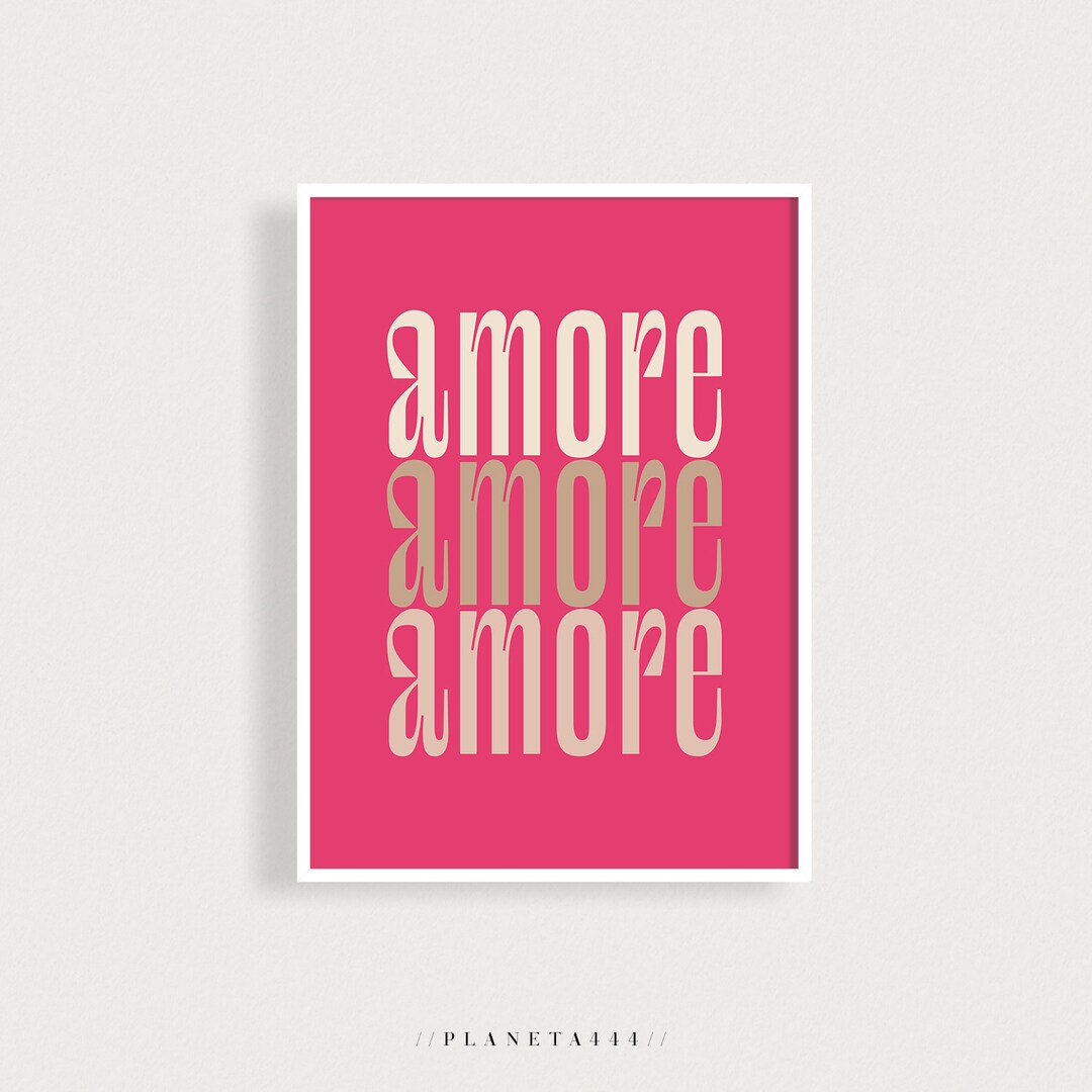 Amore Love in Italian Art Print Modernist Typography Poster Couple Wall ...