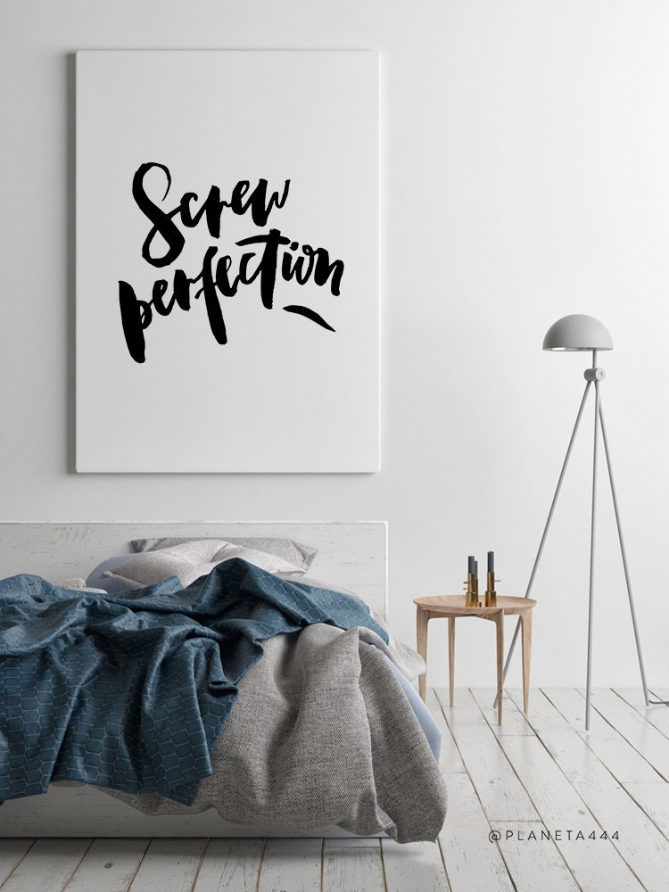Screw Perfection Print Funny Quote Wall Art Typographic - Etsy
