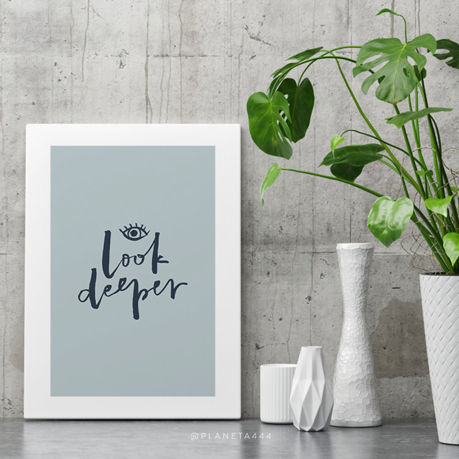 Look Deeper Art Print Eye Sketch Wall Art Modern Lettering - Etsy