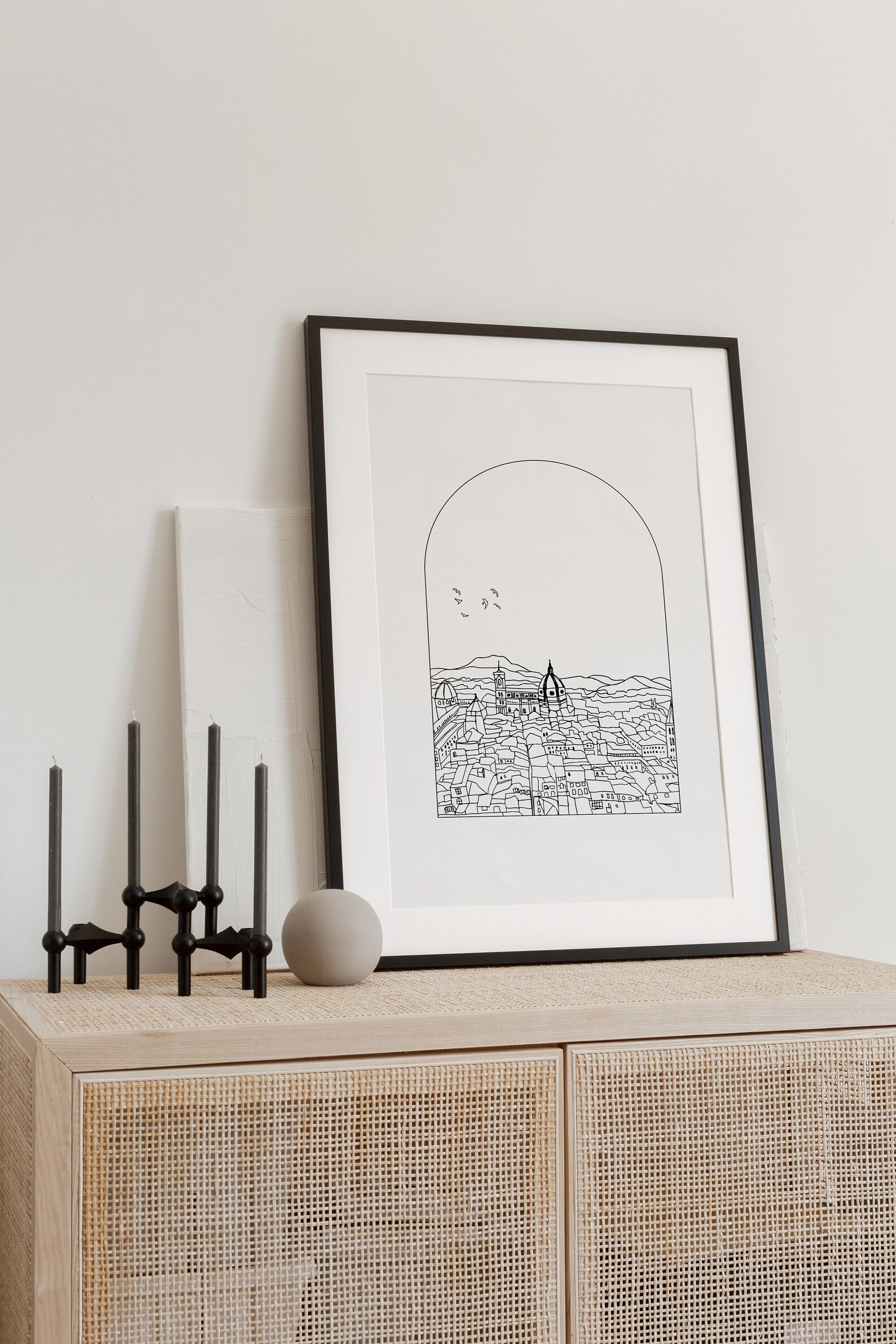 Firenze City Center Line Art Print Florence Old Town Minimal Wall Art ...