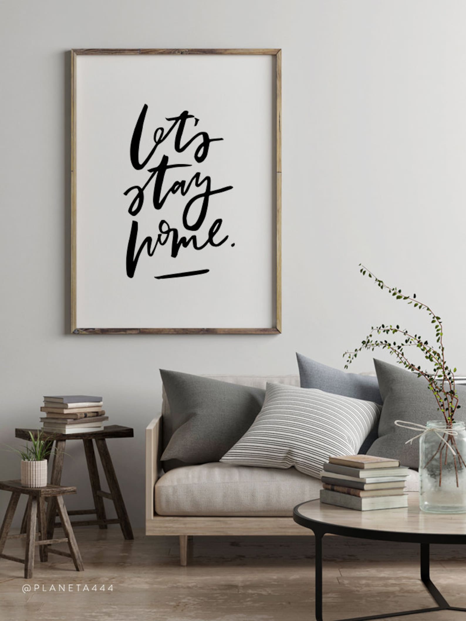 Let's Stay Home Art Print Selfcare Quote Wall Art | Etsy