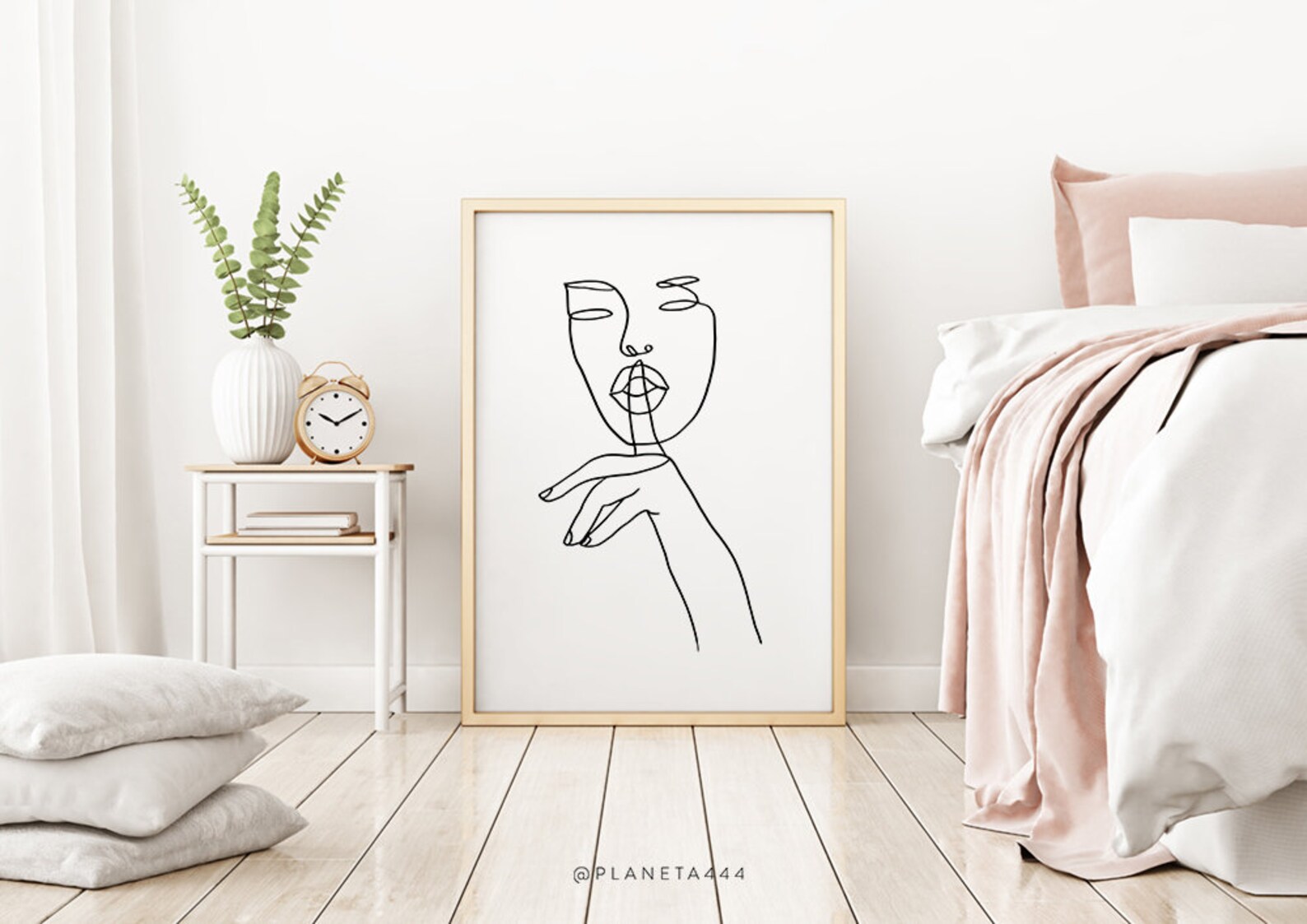 Shhh Hush Abstract Face Line Art Lips and Hand Print | Etsy