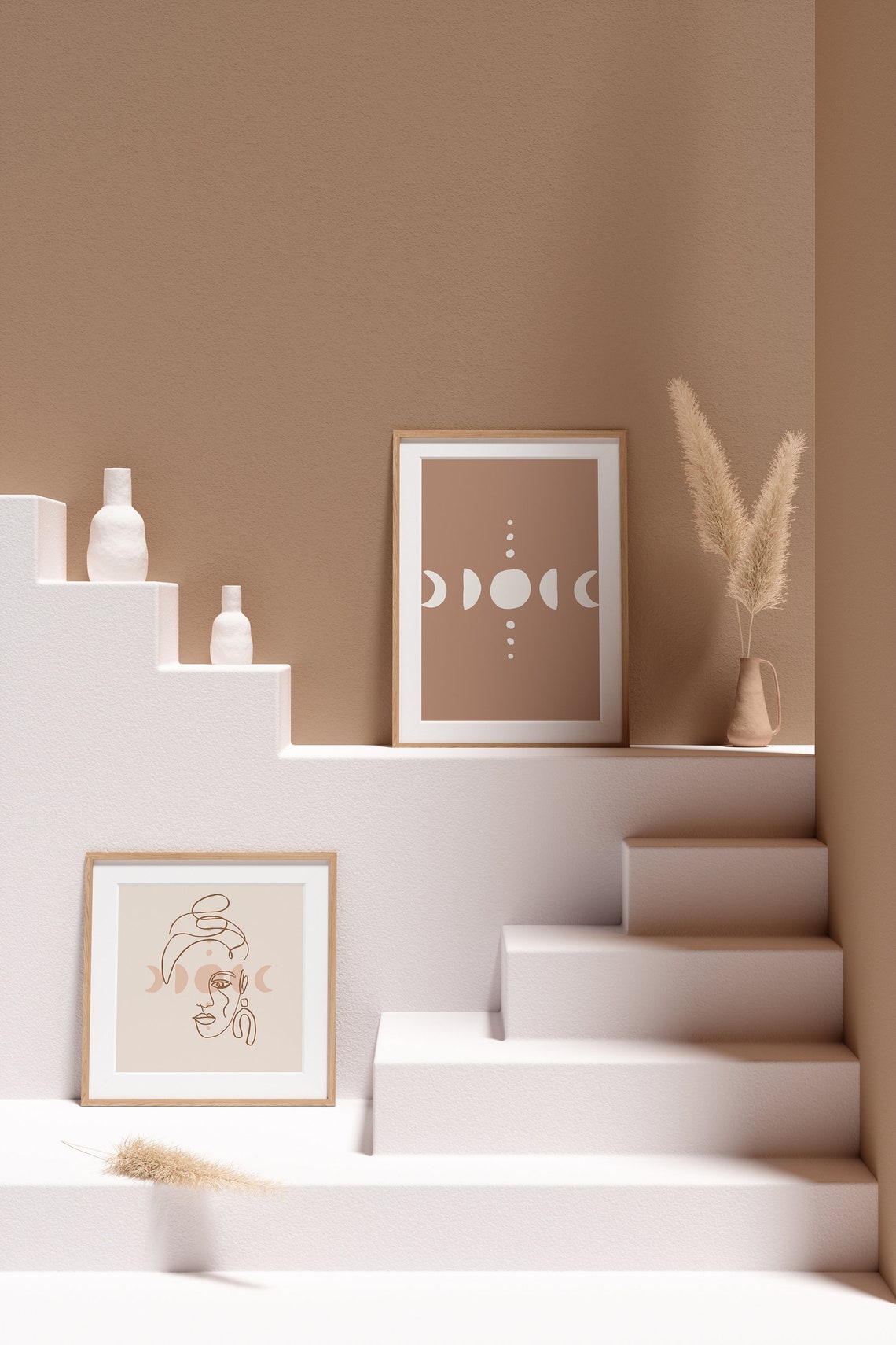 Moon Phases Art Print Boho Wall Art Lunar Cycle Drawing Poster - Etsy