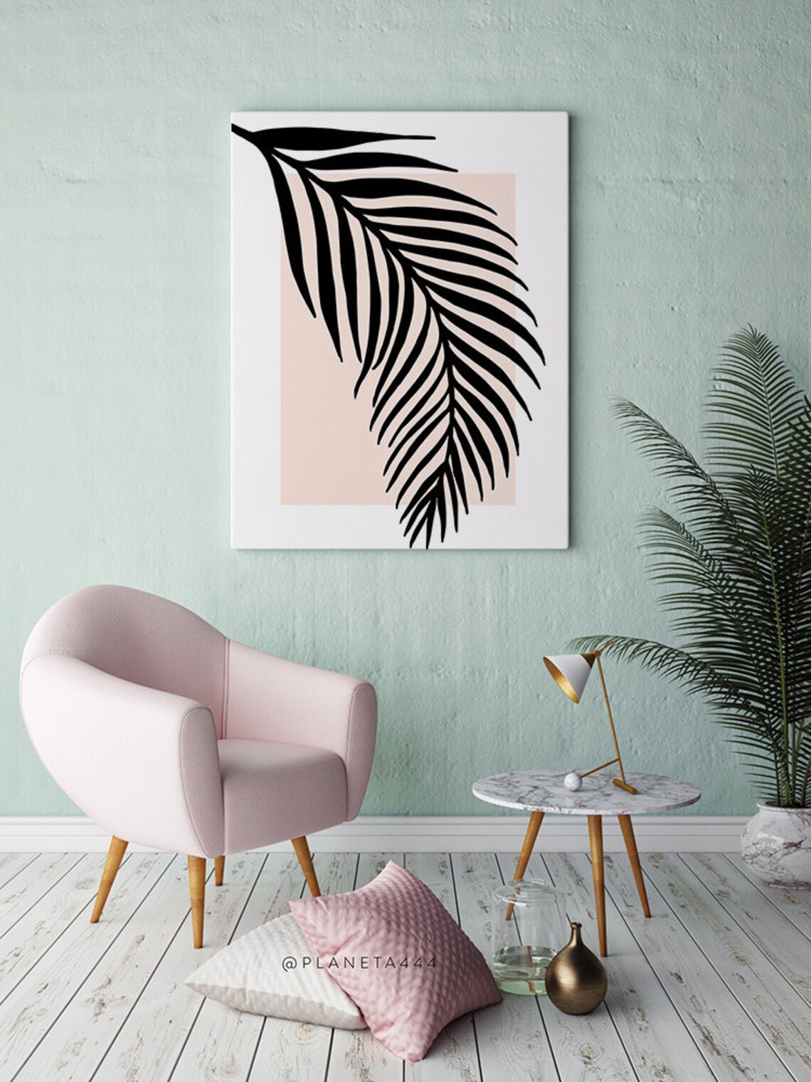 Palm Leaf Palm Wall Art Palm Leaves Tropical Art Rose and - Etsy
