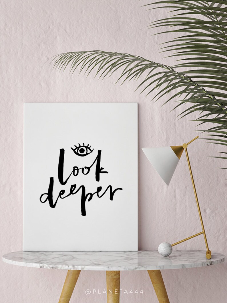 Look Deeper Quote Print Eye Sketch Wall Art Typography - Etsy