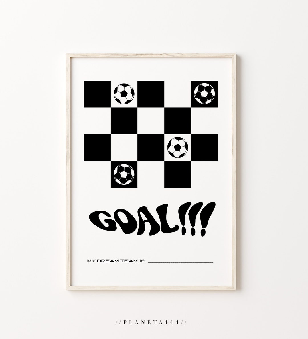 Goal Checkered Football Soccer Wall Art Print Football Team Fan Poster ...