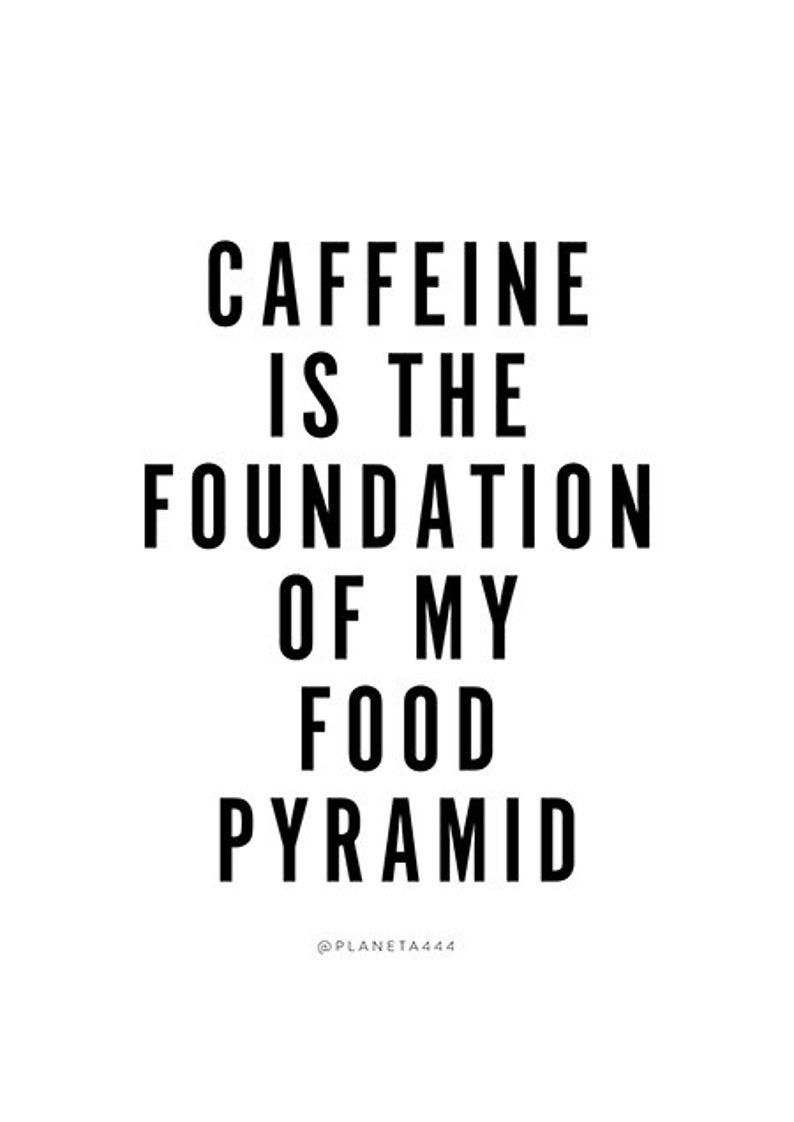 Caffeine Foundation Food Pyramid Wall Print Funny Typographic - Etsy